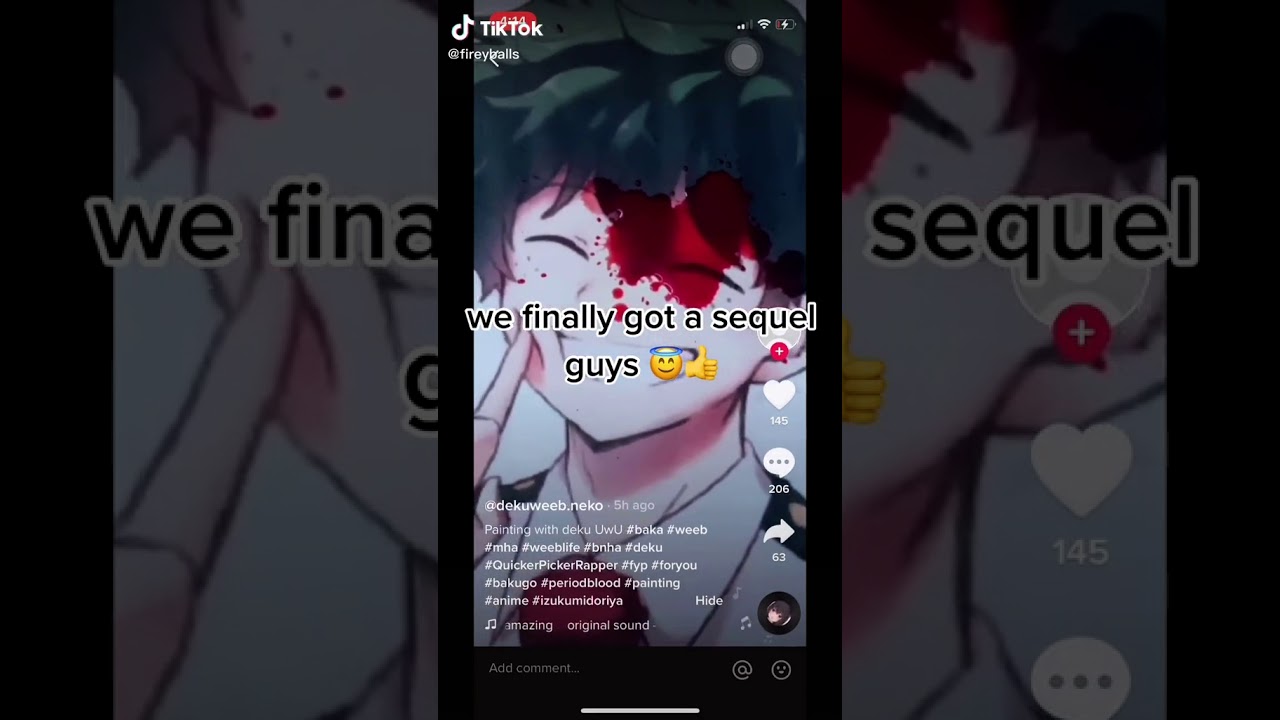 Period blood on deku from mha - YouTube
