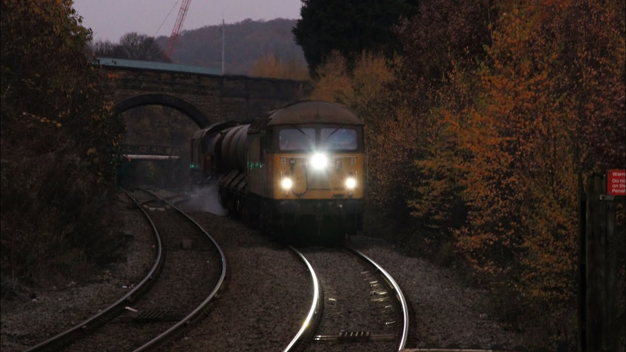 (4k) colas rail class 56 nos 56105 & 66847 depart Meadowhall with South ...