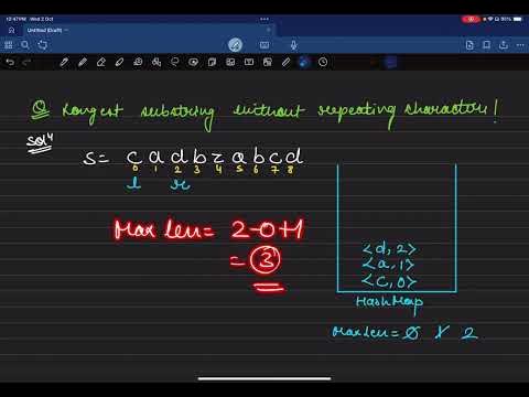 Longest Substring without repeating characters Sliding Window Technique Hashmap - YouTube