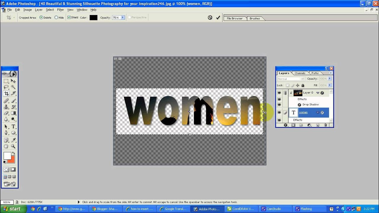 how to insert image in text in photoshop - YouTube