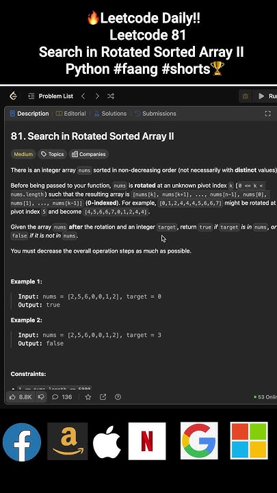 🔥leetcode Daily Leetcode 81 Search In Rotated Sorted Array Ii 6247