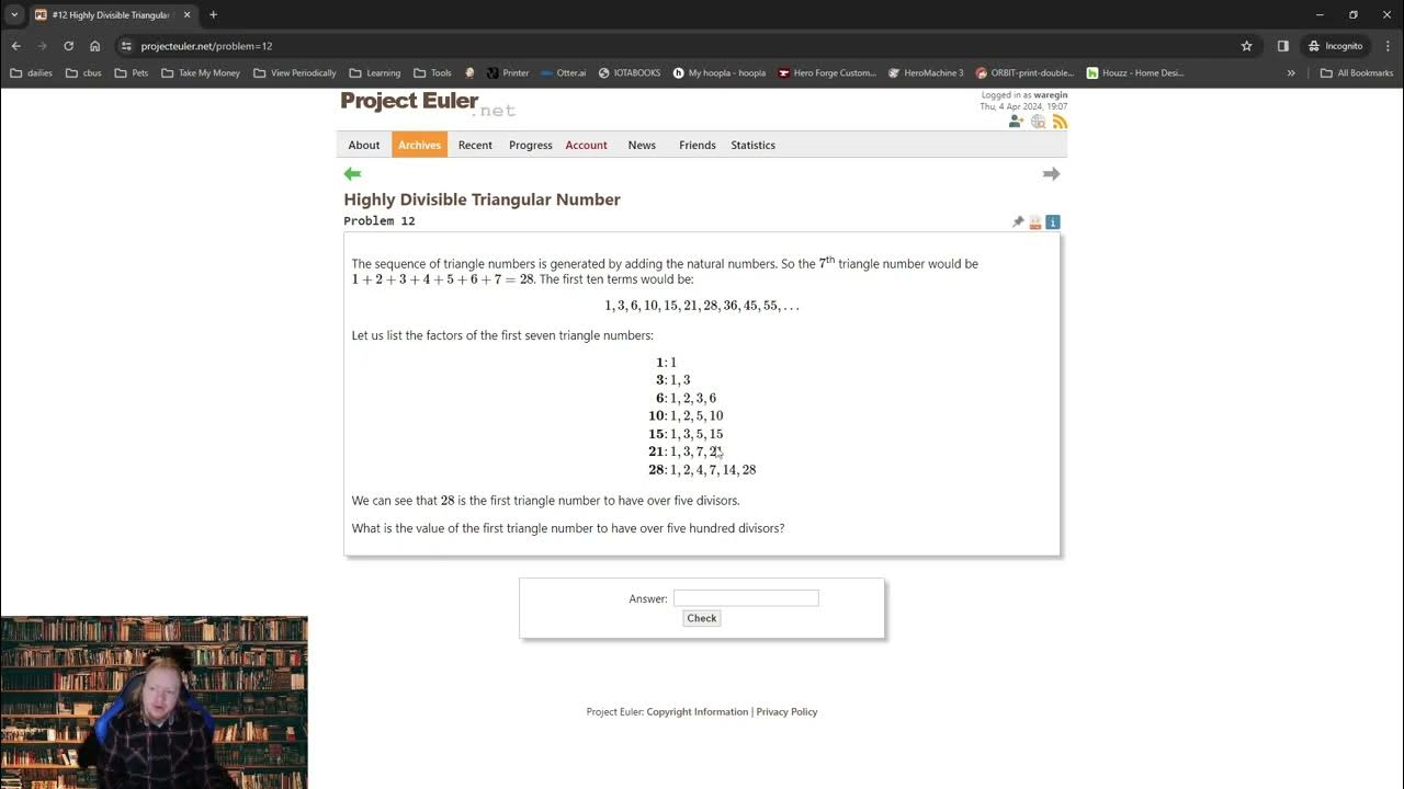 Project Euler Problem 12: Highly Divisible Triangular Number - YouTube