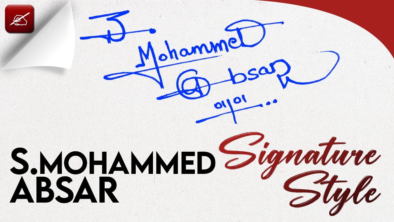 ️ S.Mohammed Absar Name Signature Design - S Signature Style - How to ...
