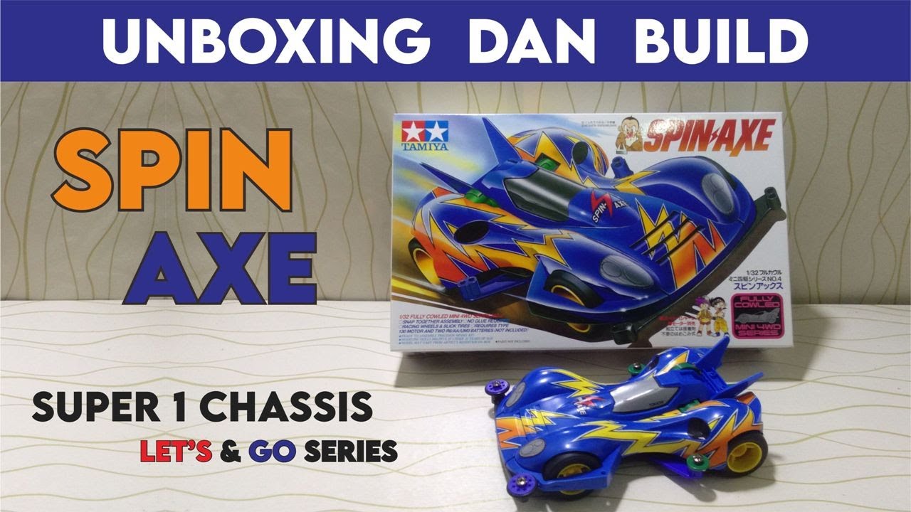 UNBOXING - BUILD TAMIYA MINI 4WD SPIN AXE # SUPER 1 CHASSIS # LET'S ...