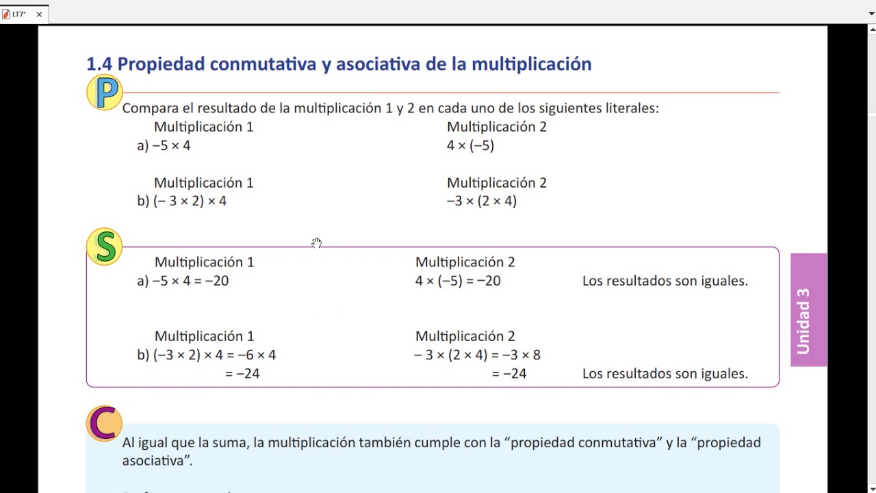 1.4 Propiedad conmutativa y asociativa para la multiplicación (Esmate ...
