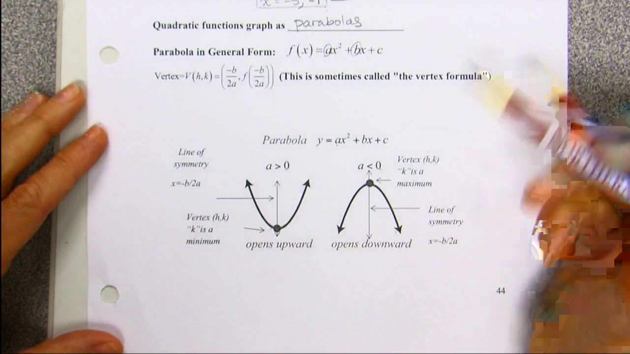 STEM Alg 2.4 ~ Quadratic Functions (Graphing Parabolas) - YouTube