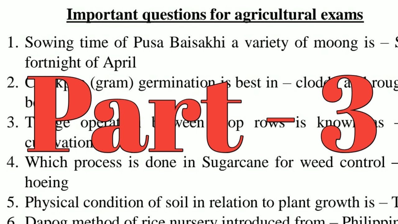 Agricultural questions for all competitive exams | Online agriculture ...