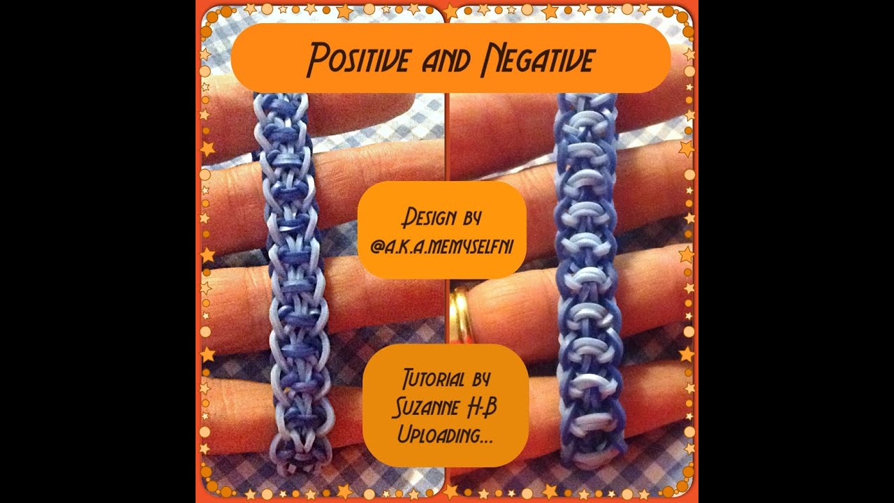 Positive and Negative Bracelet tutorial (hook only) rainbow loom bands ...