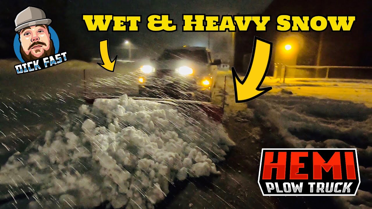 Snowplowing | WET & HEAVY SNOW During a BLIZZARD (plowing deep snow ...