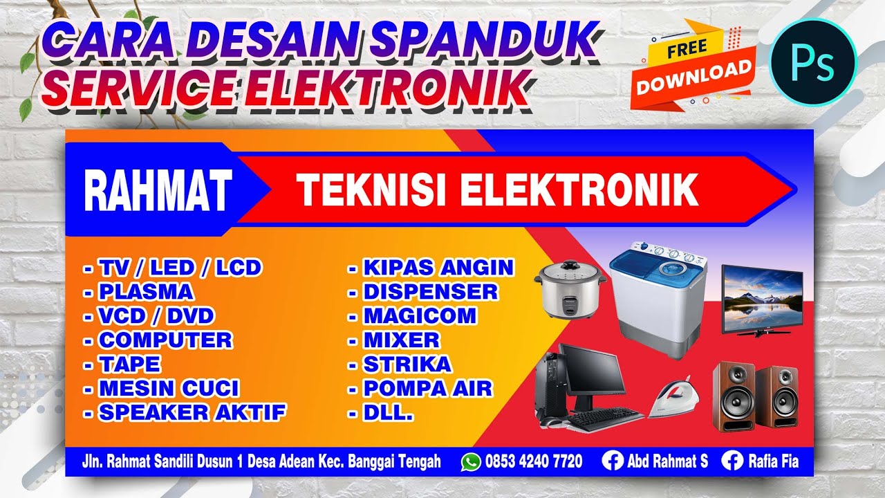 Spanduk SERVIS ELEKTRONIK PSD FREE DOWNLOAD - YouTube