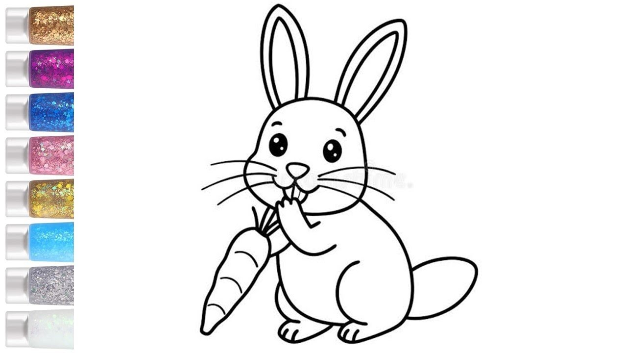 How To Draw Bunny, Drawing Rabbit, Coloring And Painting For Kids, Let ...
