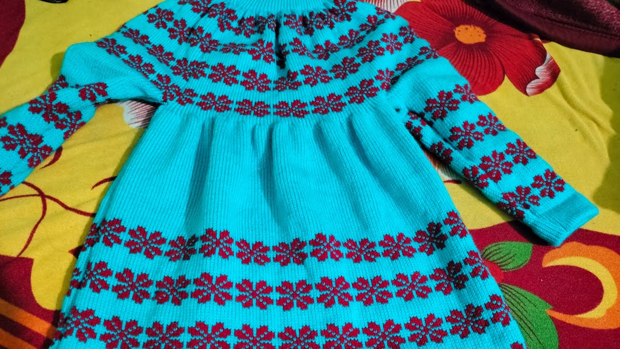 Two' colours frock design # knittng machine design #Baby frock design ...