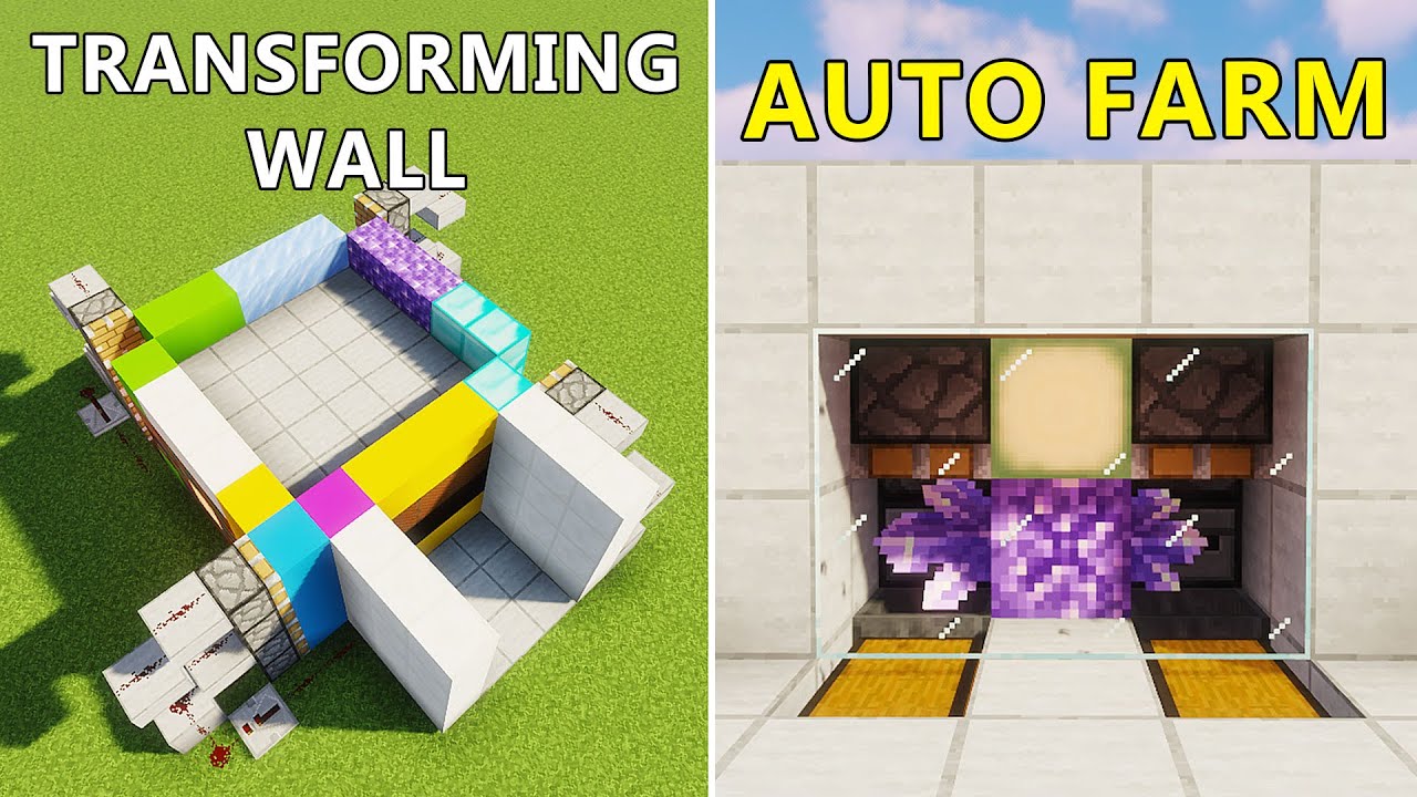 3+ Redstone Build (Transforming Wall, Auto Amethyst Farm) in Minecraft ...