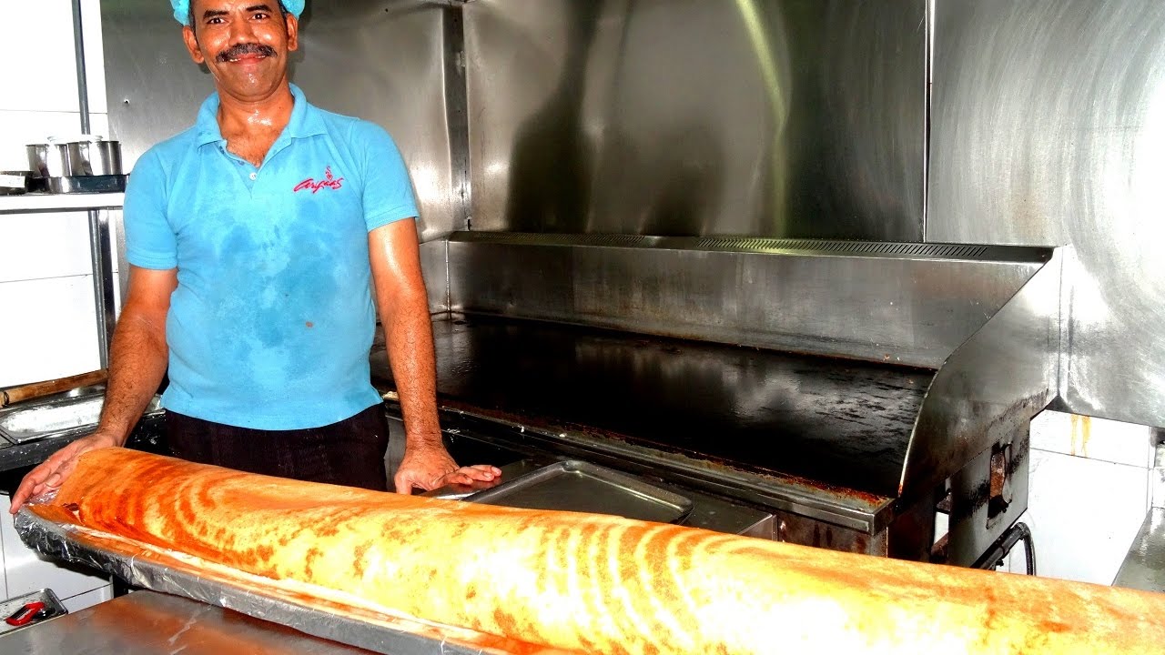 PAPER DOSA, HUGE FAMILY SIZE PAPER DOSA, INDIAN FOOD, INDIAN DOSA - YouTube