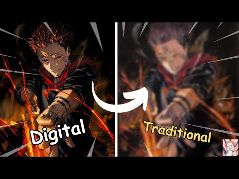 DIGITAL ART VS TRADITIONAL ART 🎨 |SUKUNA SPEED DRAWING (JUJUTSU KAISEN ...