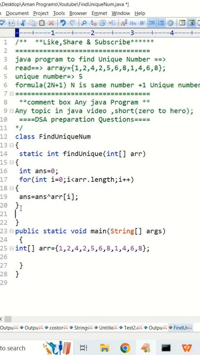 Find Unique Number In Array Java Education Viral Viralshort Shorts