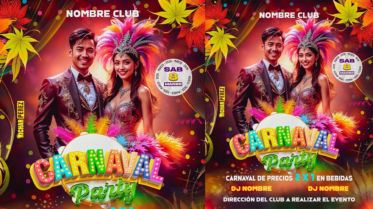 como Crear Flyers Carnaval PARTY con Photoshop + Editable Gratis - YouTube
