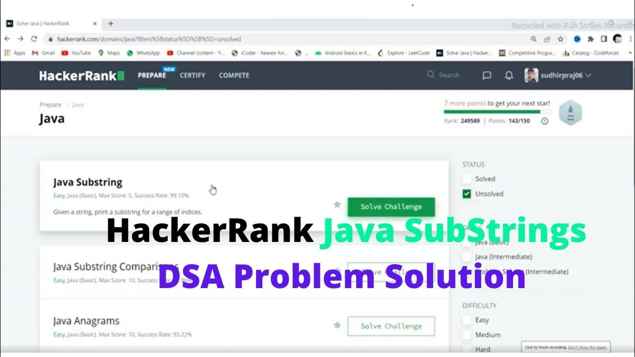 #15 HackerRank Java SubStrings DSA Problem Solution in Hindi # ...