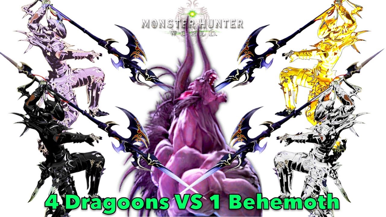 MHW - 4 Dragoons vs Behemoth - YouTube