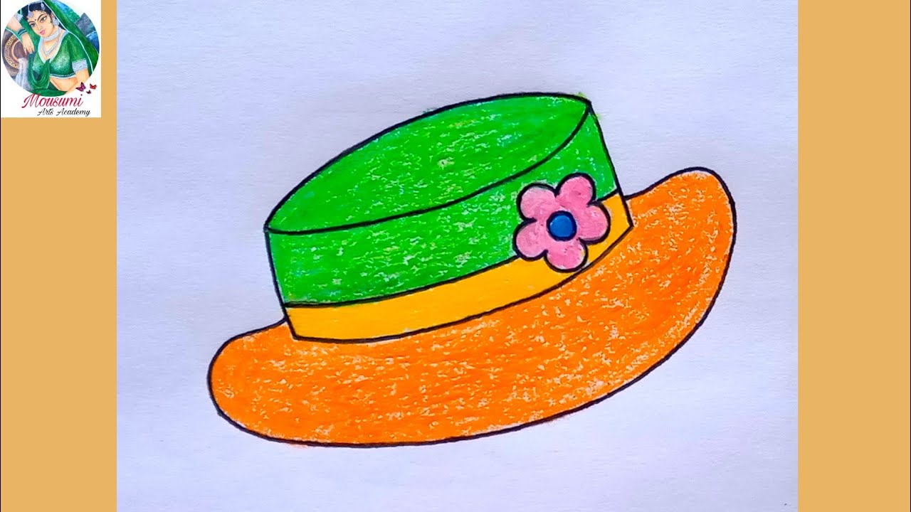Easy Cap Drawing with Oil Pastel Colour //Hat Drawing for Beginners ...