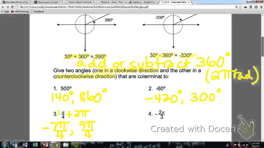 Coterminal and Reference Angles - YouTube