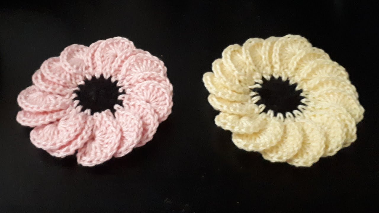 Crochet 3D Flower Motif for Patterns - YouTube