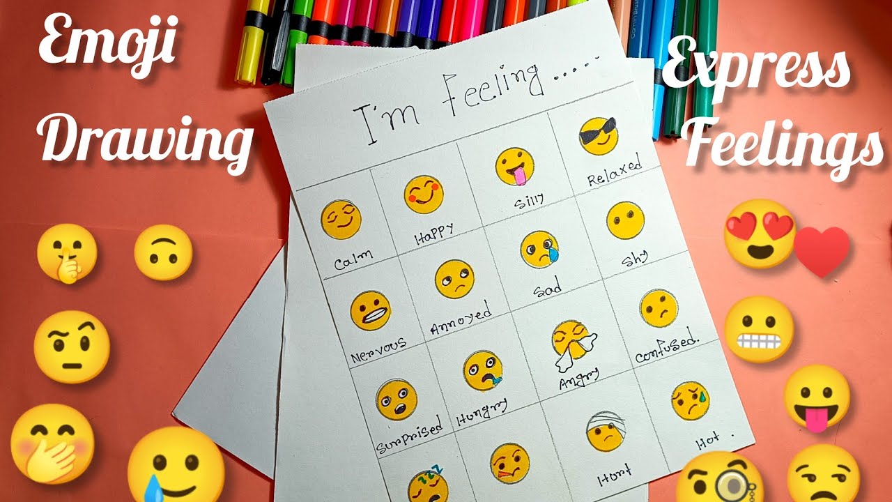How to draw emoji To express my feeling😍🤗!! step by step tutorial video ...