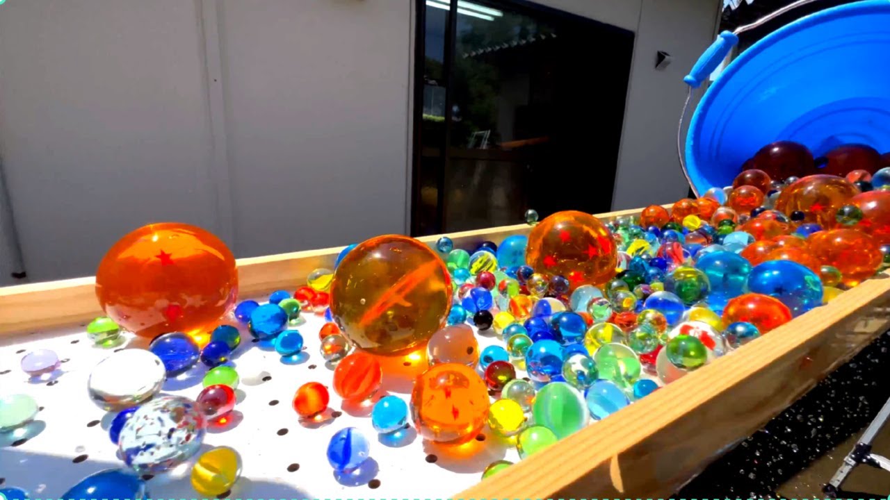 Water Marble Run ☆ Handmade Wooden Slope & Rolling Red Bucket + Wooden ...