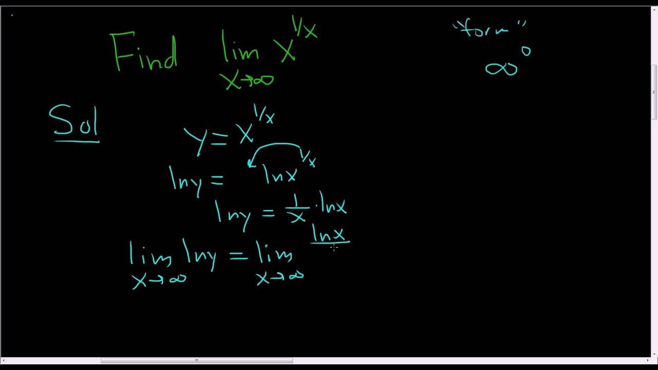 Finding A Limit Using L Hopital s Rule X 1 x As X Approaches Infinity