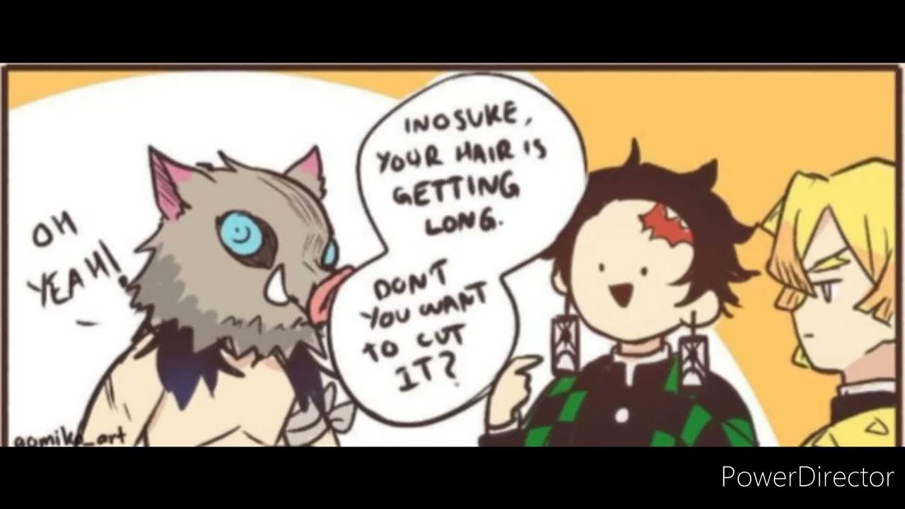 inosuke's hair gets too long! [Demon Slayer Comic Dub] - YouTube