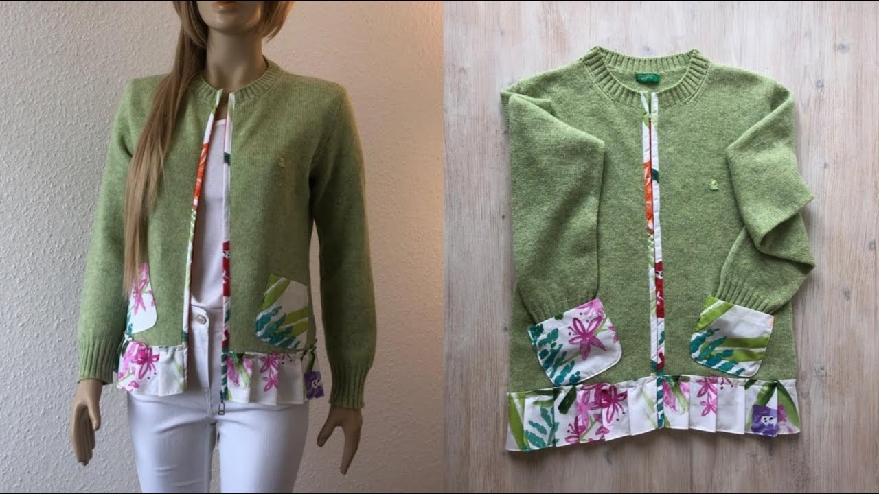 Langweiliger Pullover wird mit kleiner Umwandlung, ein Moderne-Design ...