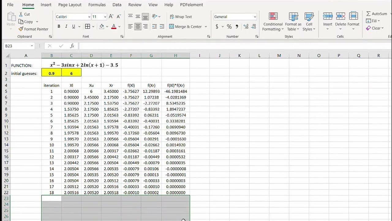 Bisection Method using Microsoft Excel - YouTube