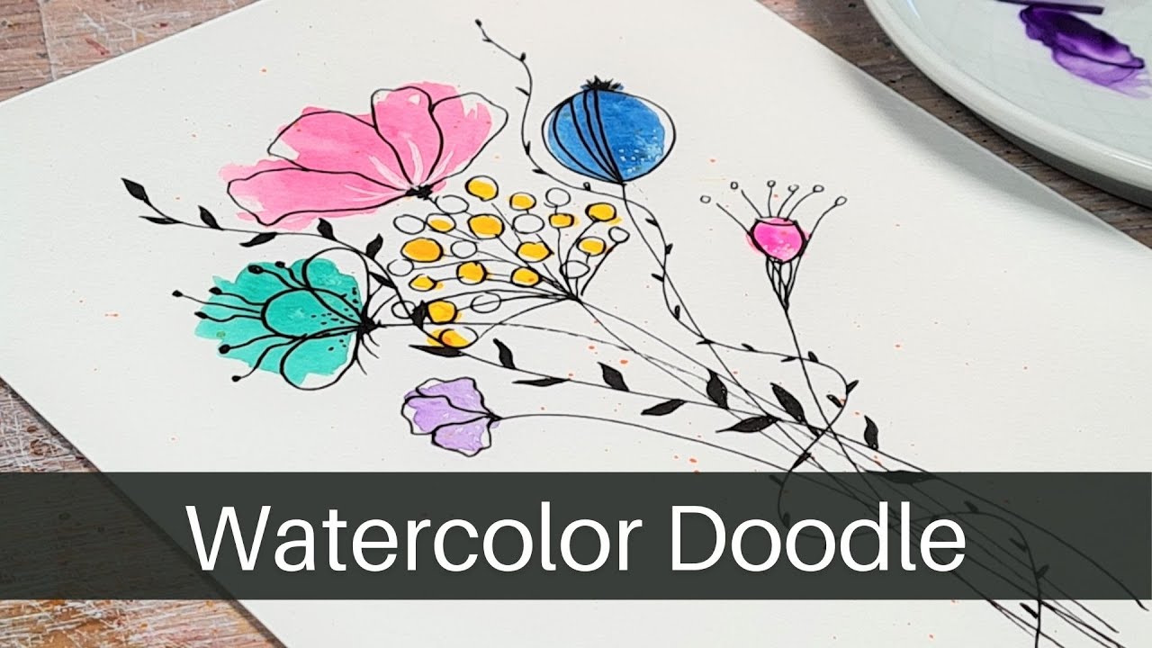 How to paint Abstract Watercolor +Doodles | Abstract Watercolor ...