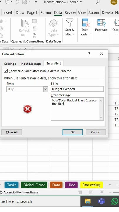 Data Validation Tool in Excel #excel #viral #shorts #viralvideo #foryou - YouTube