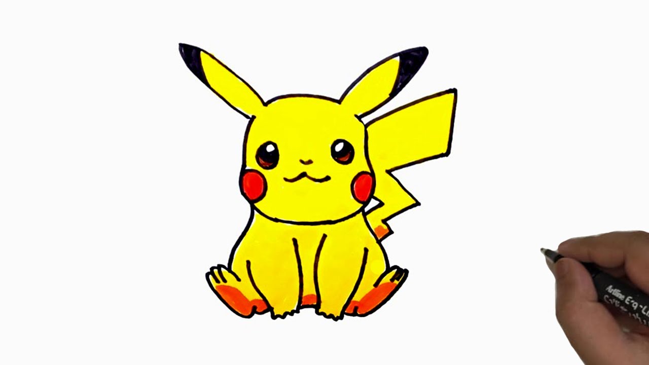 How to draw and Color Pikachu Easy. - YouTube