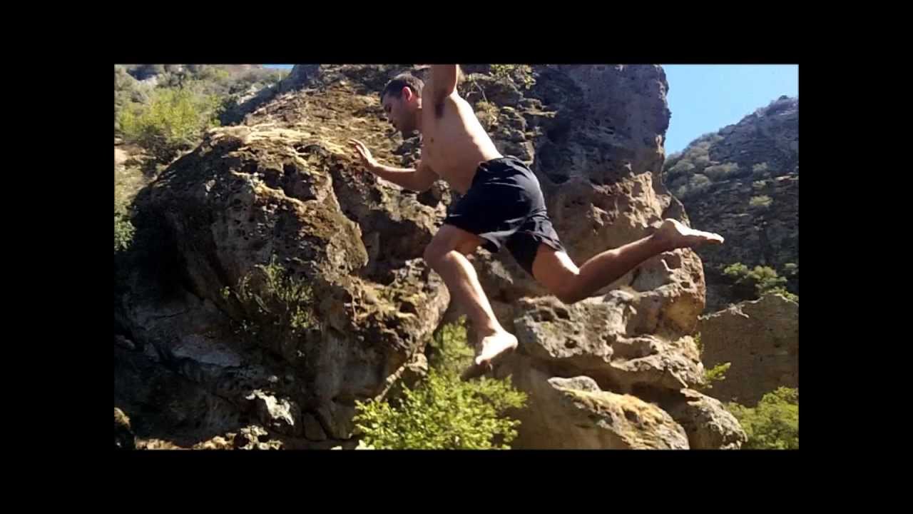 Malibu Creek 40ft Gainer + Others Cliff Jumping HD - YouTube