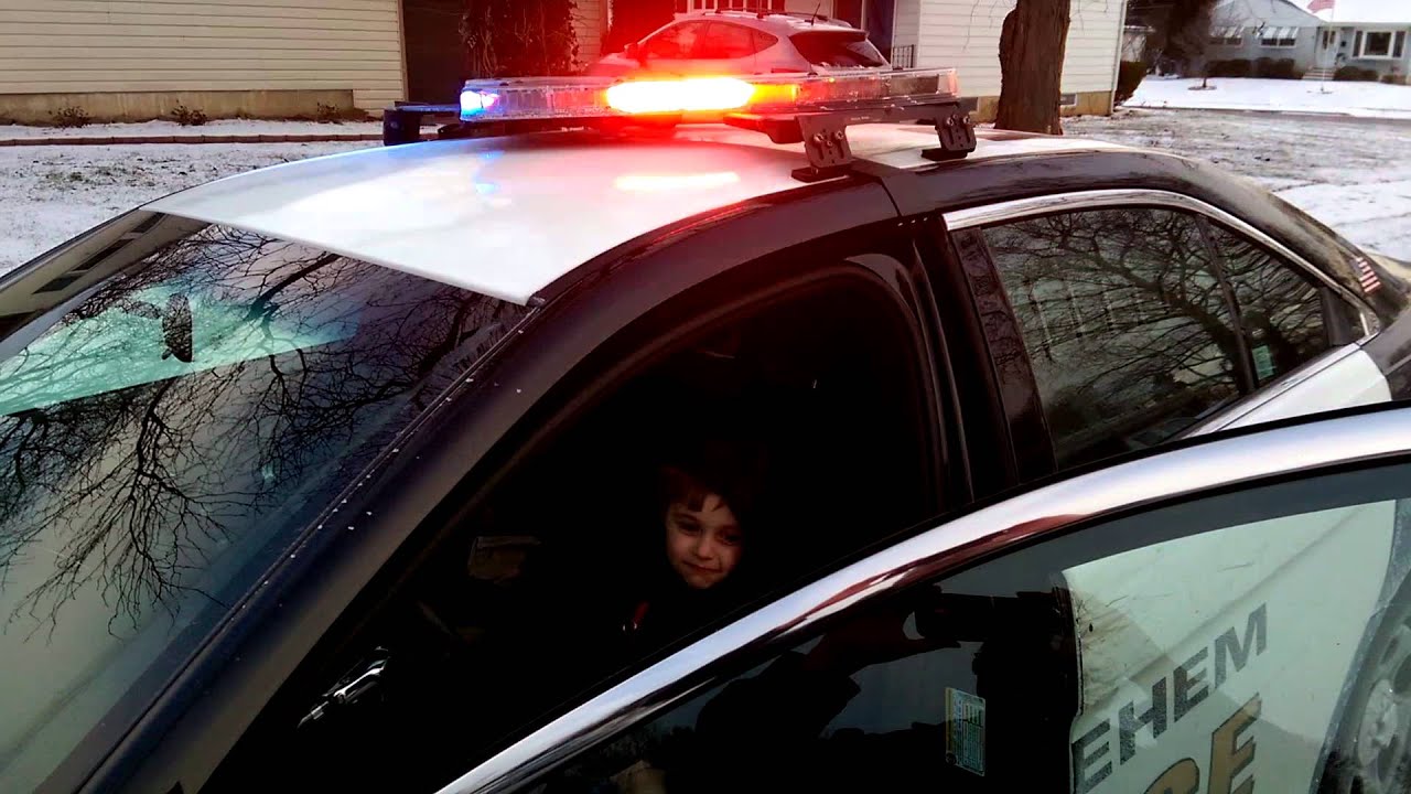 Chad Getting to Run the Lights In a Bethlehem Officer's Police Car ...