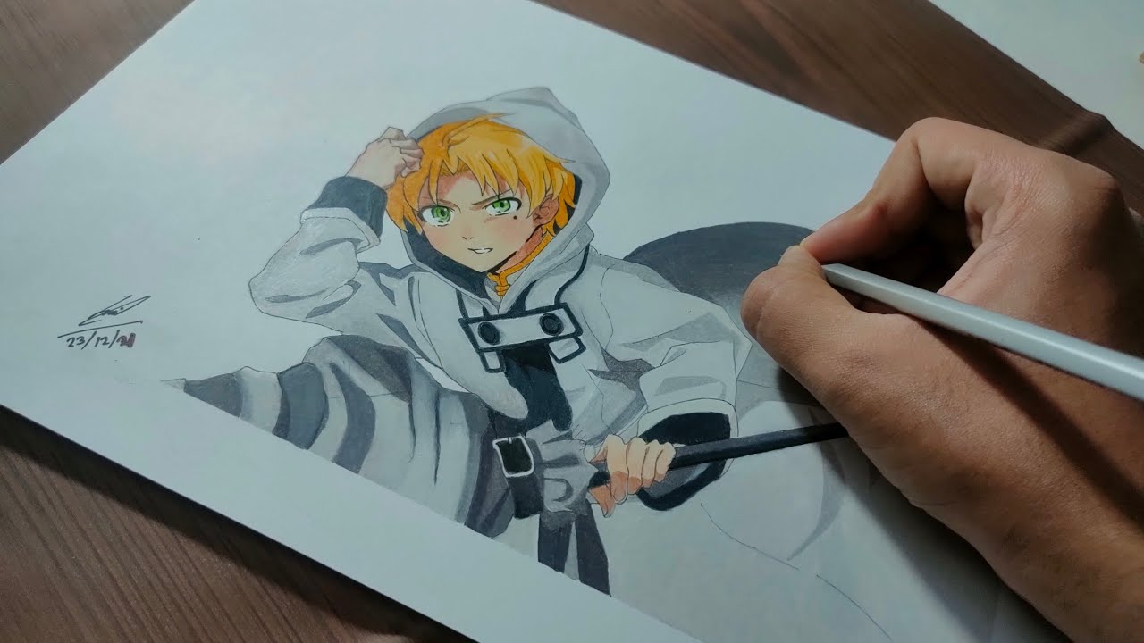 Drawing Rudeus from Jobless Reincarnation - YouTube