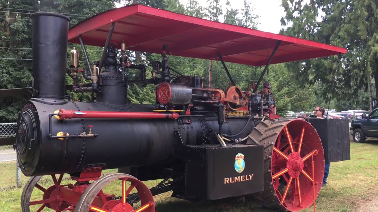 Rumely steam tractor on the fan at the Puget sound antique tractor show ...