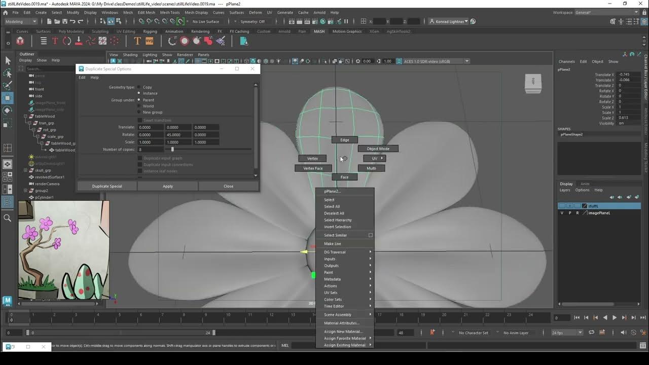 74 Maya Modeling - Flowers - Using Duplicate Special and Instancing - YouTube