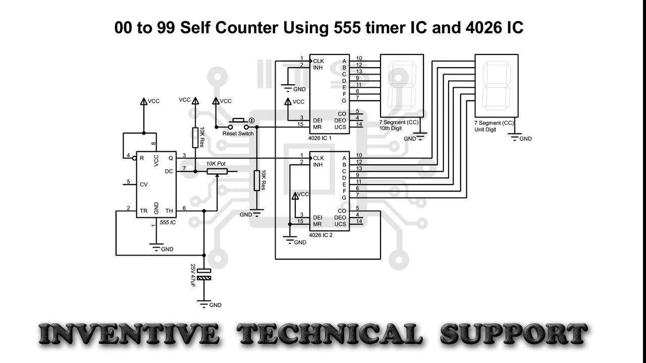 00 to 99 Self Counter Using 555 IC Timer and 4026 IC - YouTube