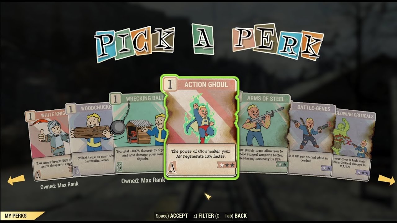 Fallout 76 - Glow of The Ghoul - My Perk Setup For New Ghoul Cards ...