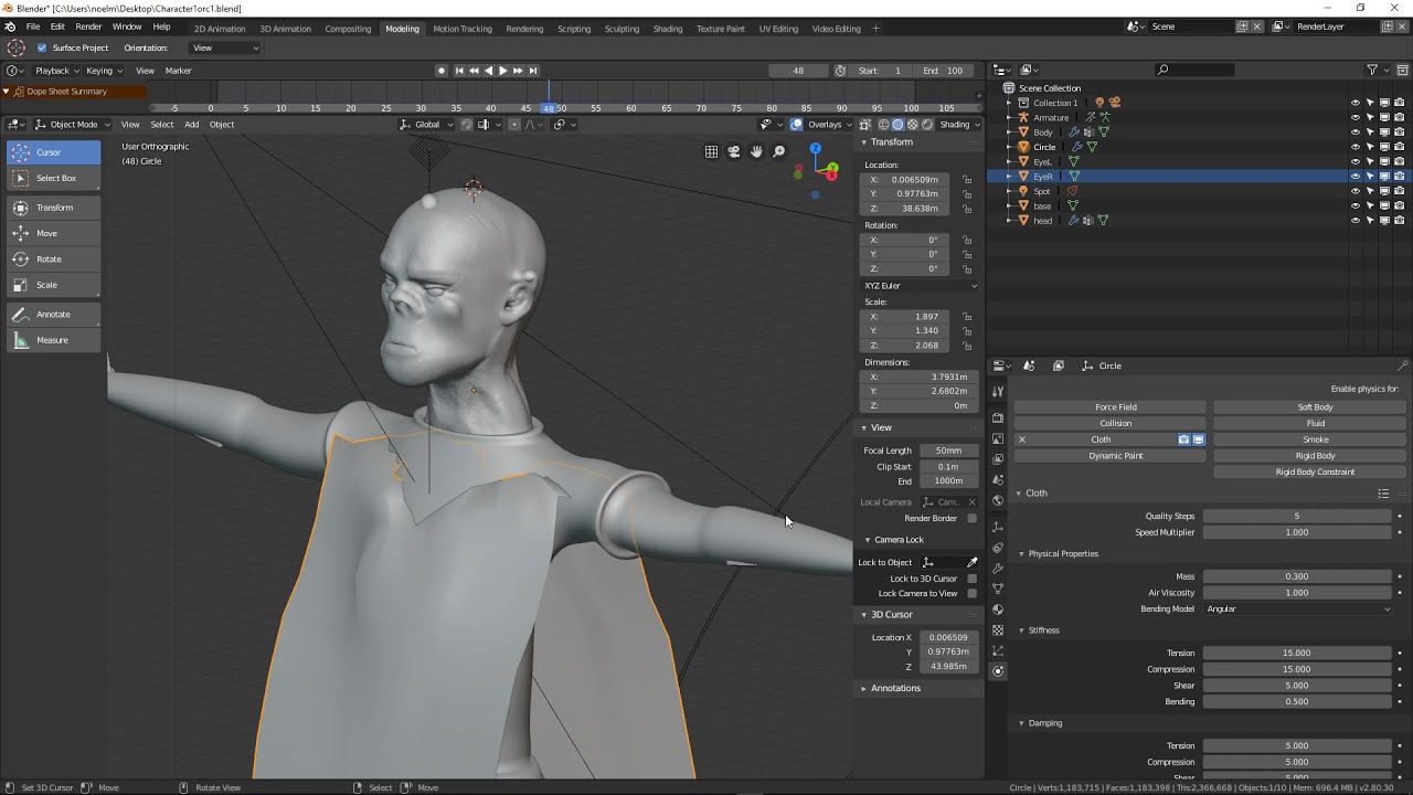 Blender 2 8 Cloth Sim - YouTube