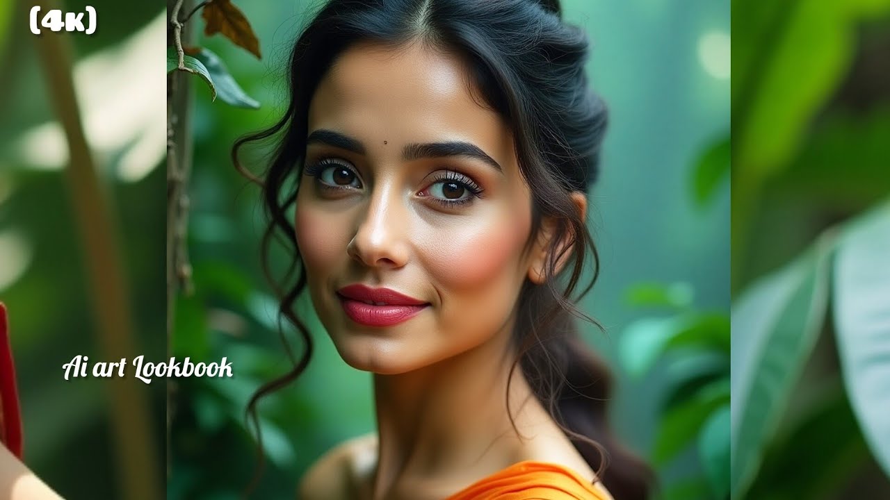 [4k] Indian Ai Art Lookbook Model - Grace in lush green jungle - Saree ...
