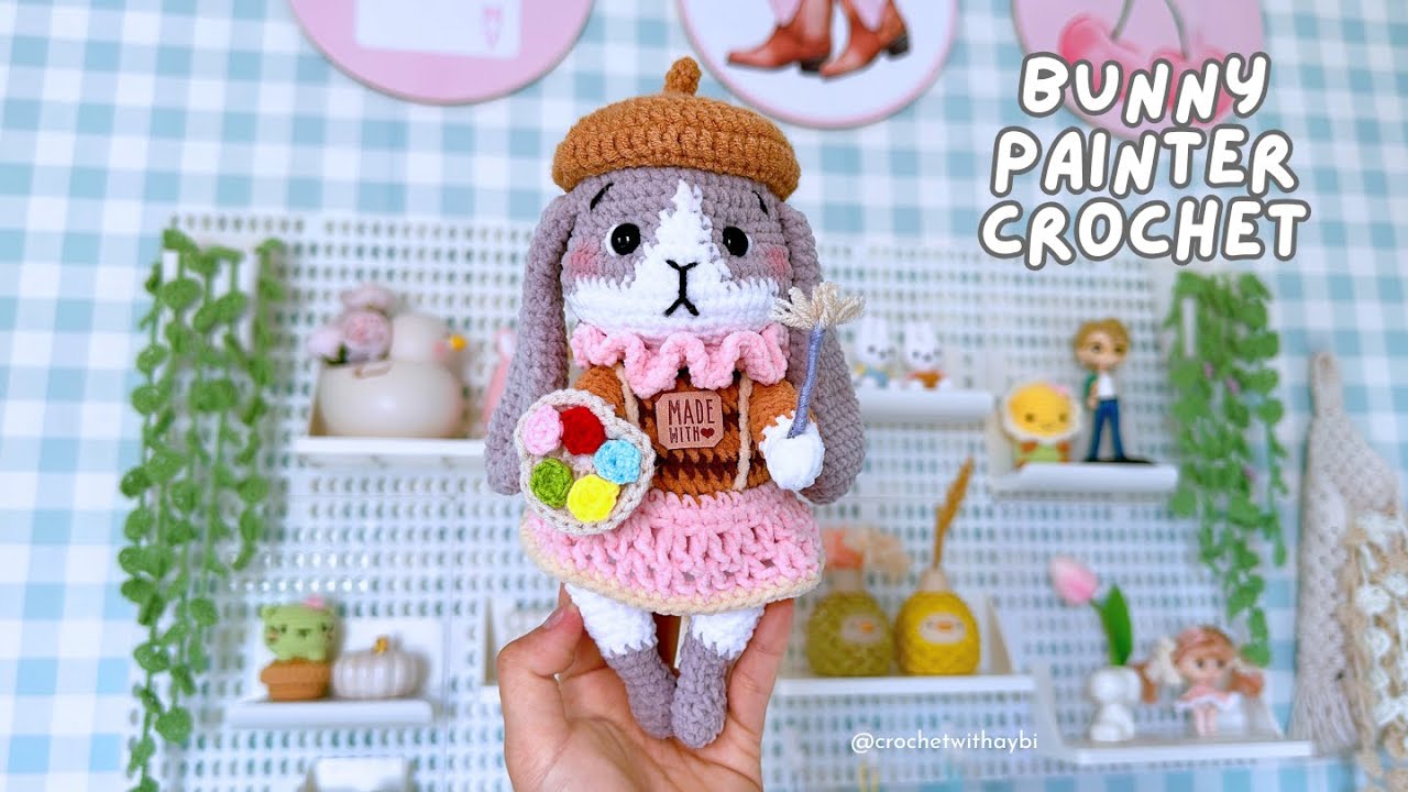 Painter Bunny Crochet Amigurumi Tutorial Part 2 | Step by Step | FREE ...