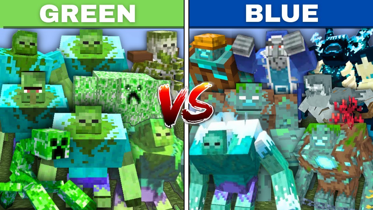 ALL GREEN VS ALL BLUE MUTANT MOBS in MINECRAFT MOB BATTLE - YouTube