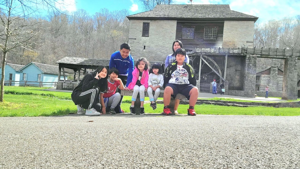 family trip to spring mill state park. pioneer village at Mitchell ...