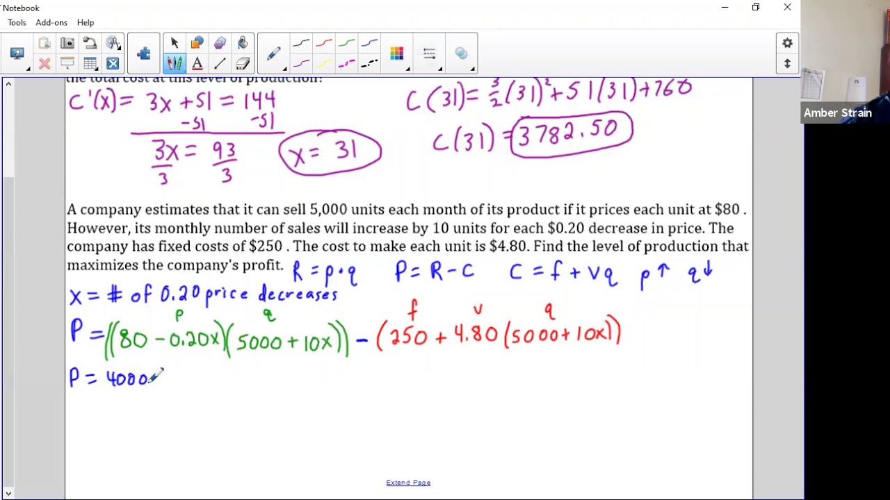 Amber Strain's Business Calculus Section 3.4 - Applications of ...