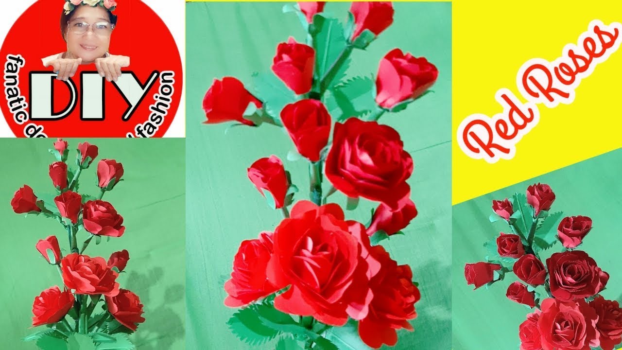 Diy: How i made this beautiful red roses like a real - YouTube
