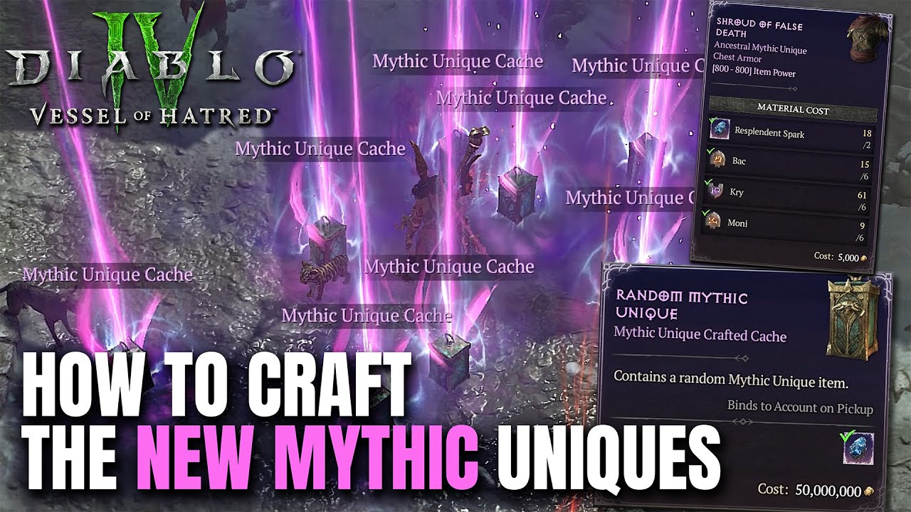 How to craft the NEW MYTHIC UNIQUES in Vessel of Hatred Diablo 4 - YouTube